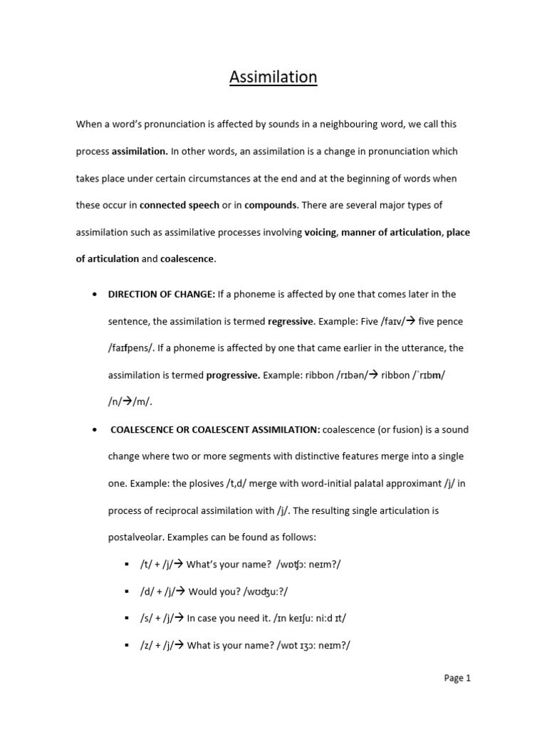 Assimilation | PDF | Phonetics | Human Voice