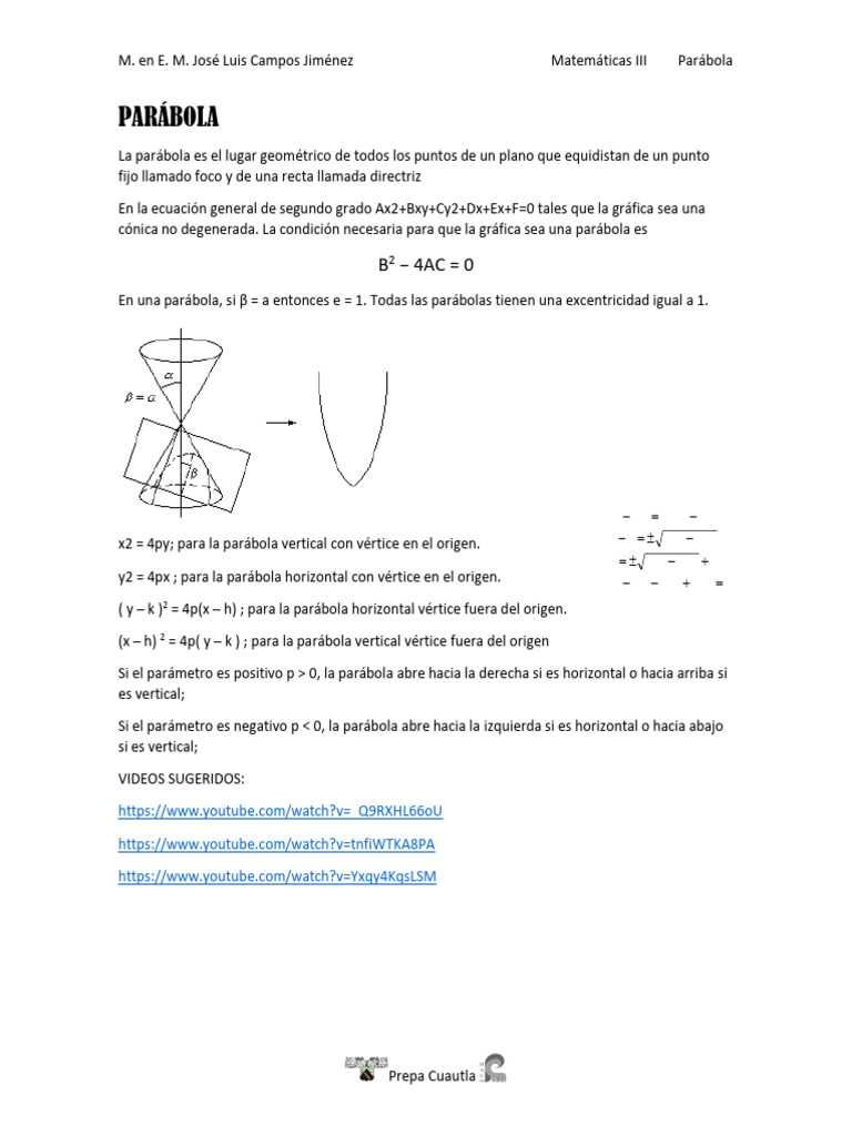 Actividad de Aprendizaje Parabola - 101513 | PDF | Geometría Elemental ...
