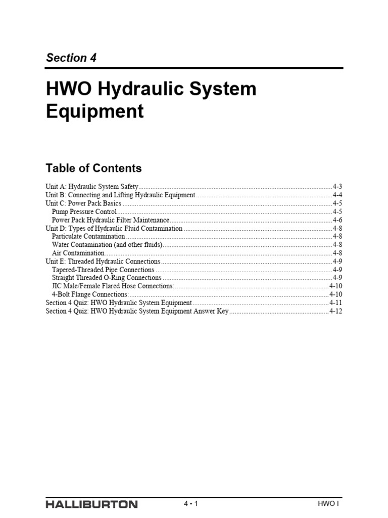 HWO 1 Section 4 Basic Hydraulics | PDF | Pump | Filtration