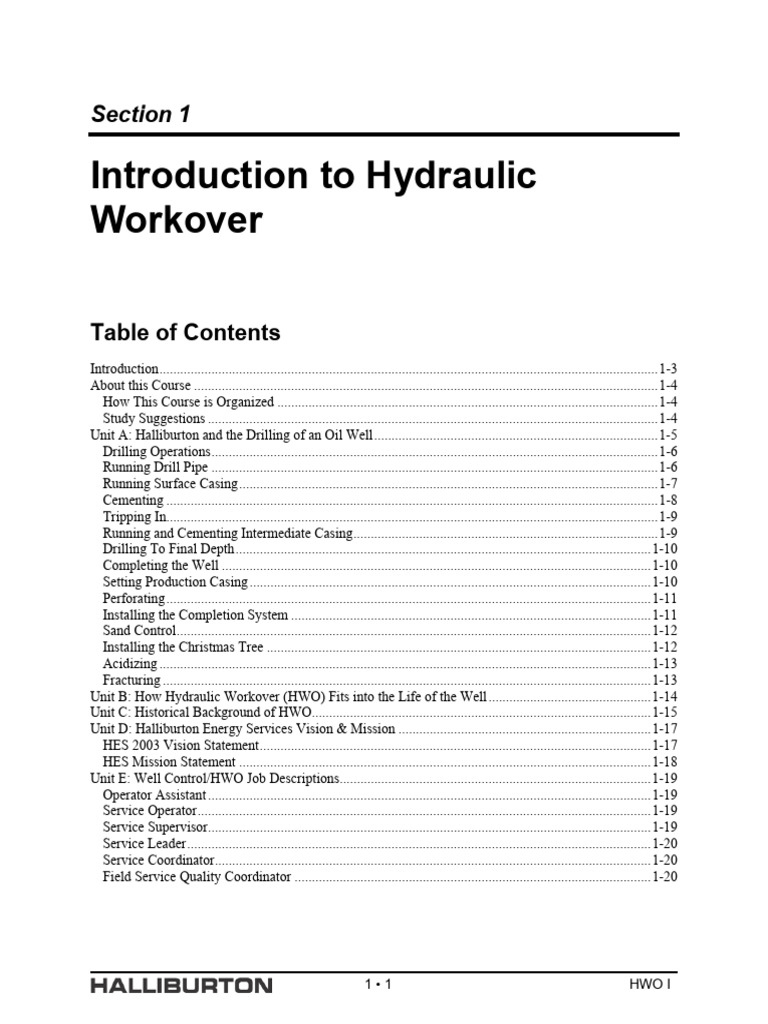 Hydraulic Workover Training | PDF | Casing (Borehole) | Blowout (Well Drilling)