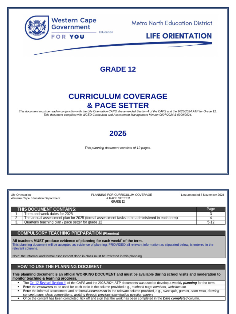 Grade 12 Pace Setter 2025 | PDF | Stress (Biology) | Entrepreneurship