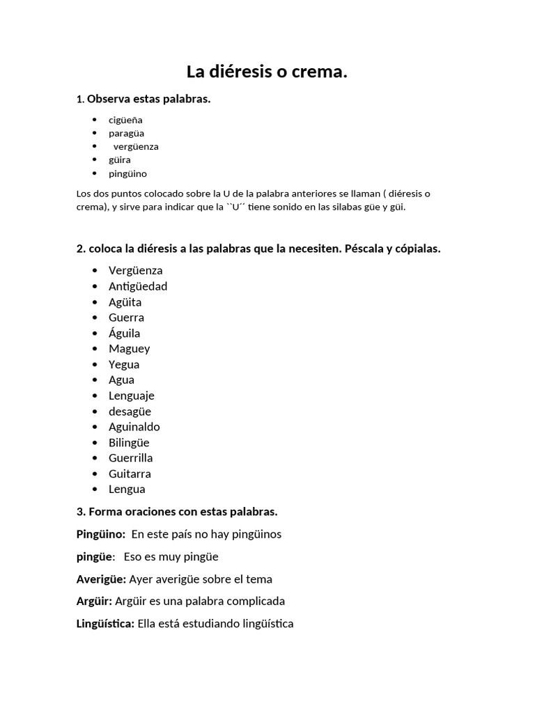 La diéresis: uso y ejemplos prácticos | PDF