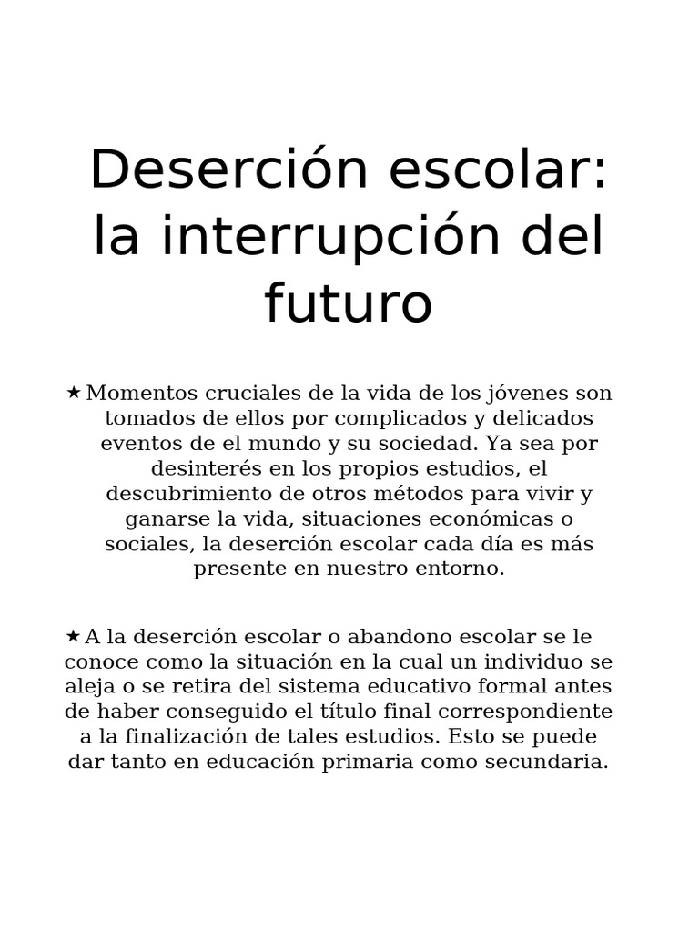 Causas y Consecuencias de la Deserción Escolar | PDF | Pobreza ...