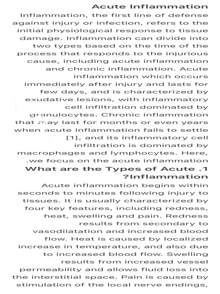 Acute Inflammation | PDF | Inflammation | Endothelium