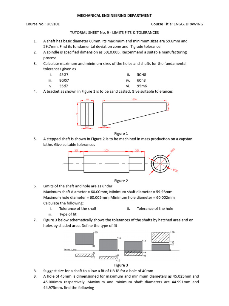 Tutorial 9 Limits Fits Tolerances | PDF