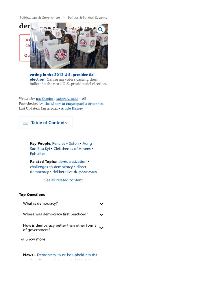 Democracy - Definition, History, Meaning, Types, Examples, & Facts ...