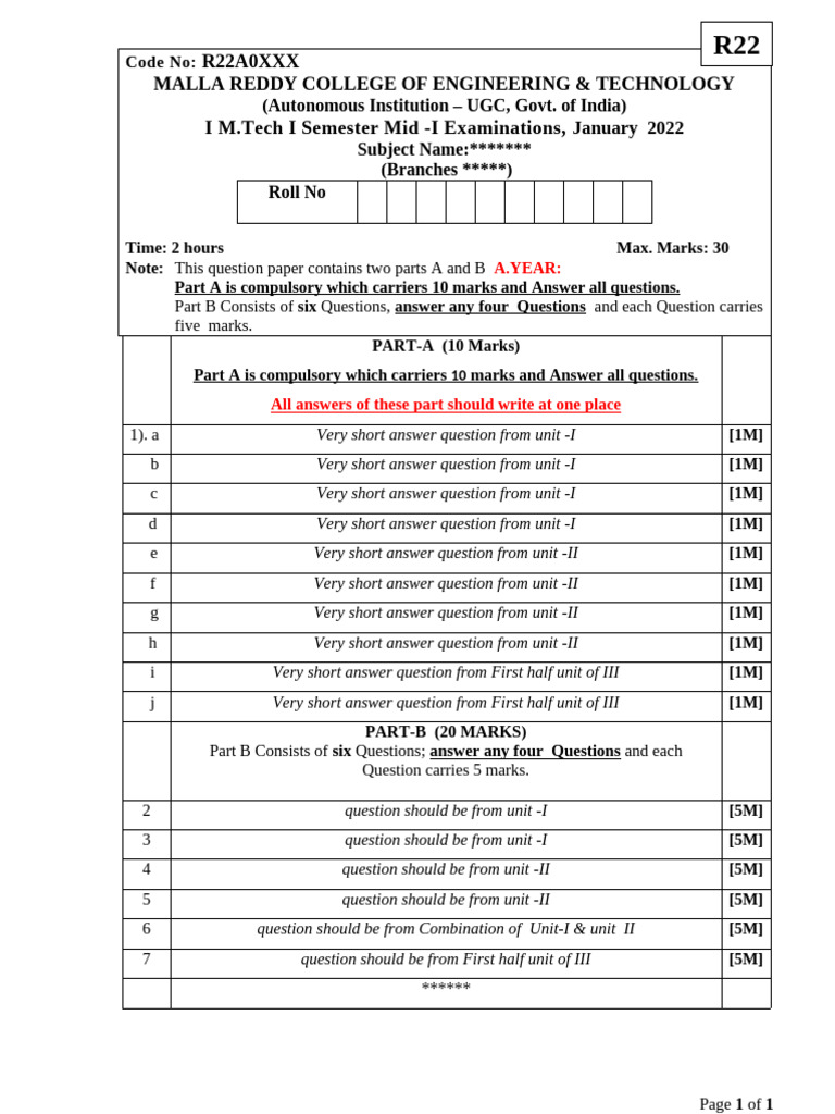 R 22 Mid Template M.tech | PDF