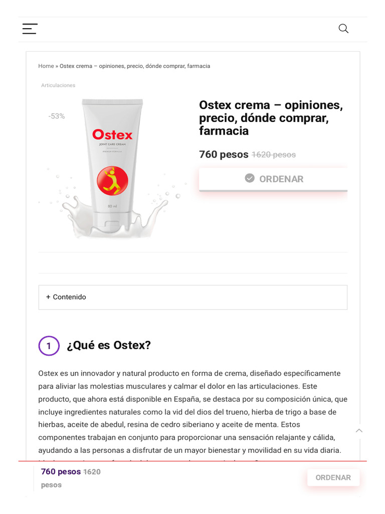 Ostex crema: precio y dónde comprar | PDF | Artritis | Medicamentos con ...