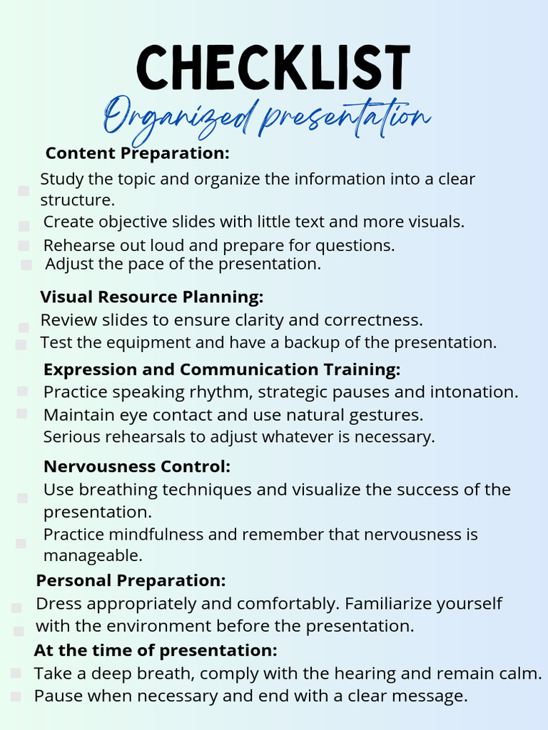 Presentation Preparation Checklist | PDF