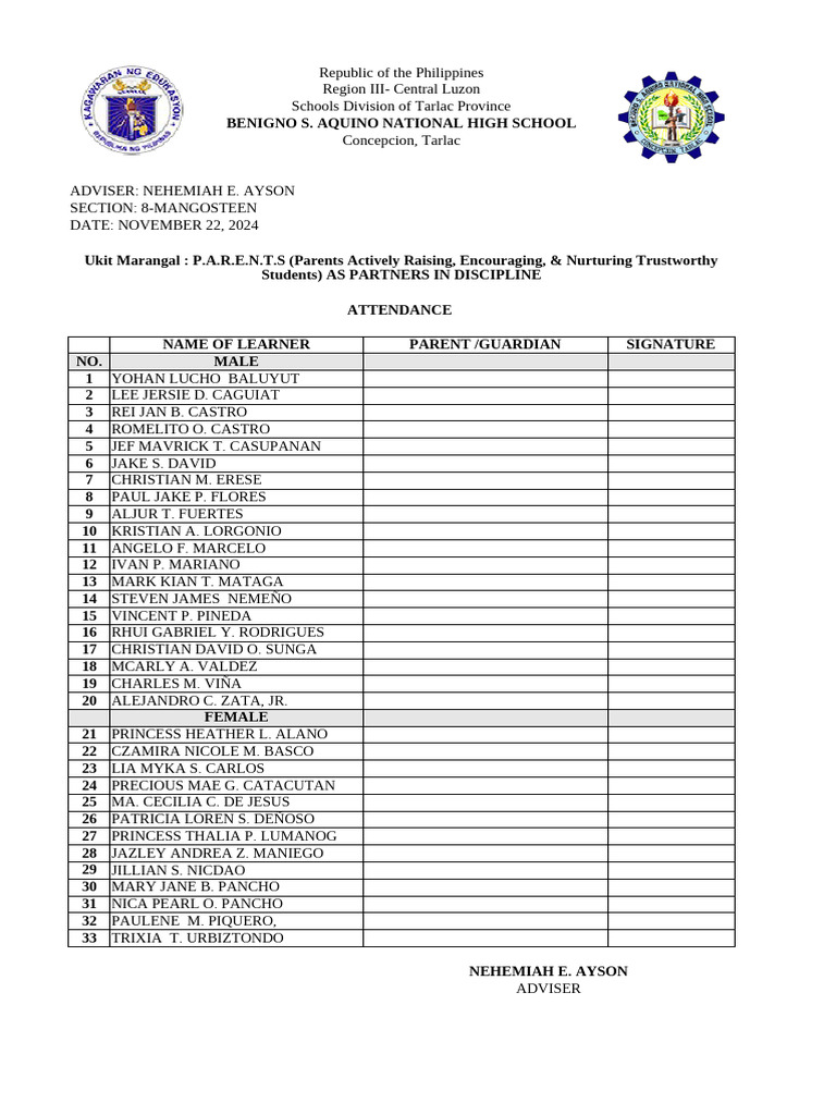 Sample Attendance | PDF