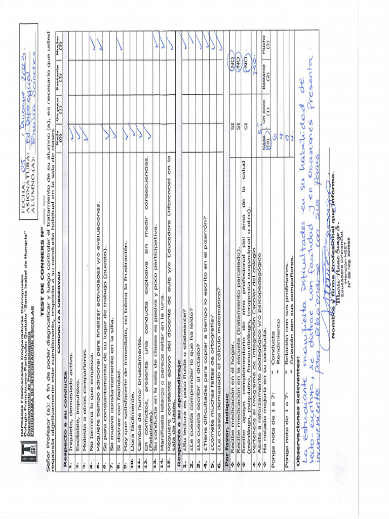 Test de Conners | PDF