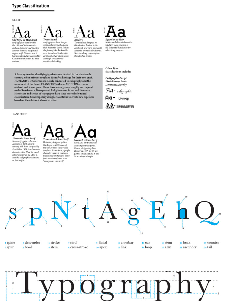 Type Anatomy Classification Glossary | PDF | Serif | Typefaces