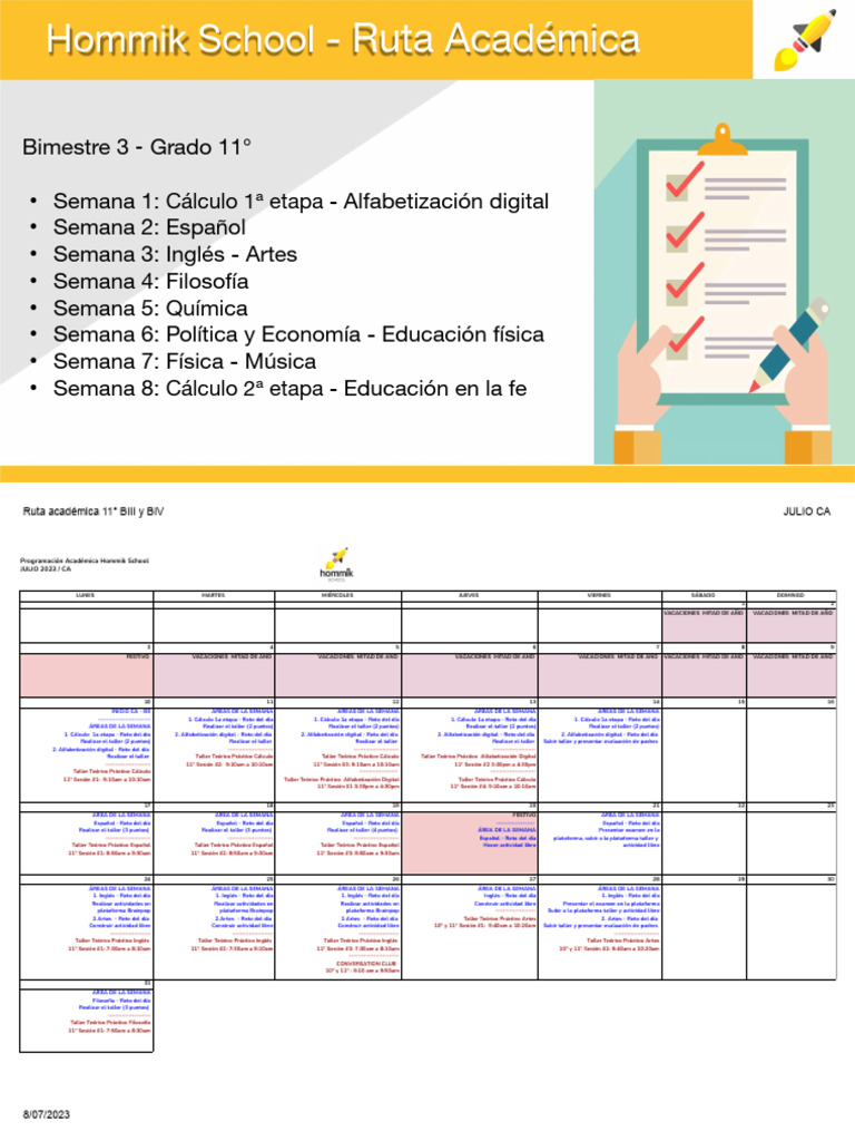 Ruta Académica 2023 Hommik School 11° - B3 | PDF
