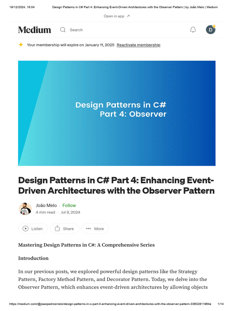 Design Patterns in C# Part 4_ Enhancing Event-Driven Architectures with ... Design Patterns in C# Part 4_ Enhancing Event-Driven Architectures with ...