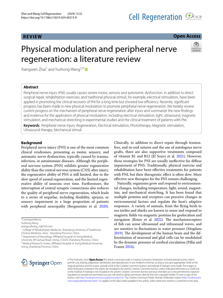 Zhai e Wang 2024 Physical Modulation and Peripheral Nerve Regeneration ...