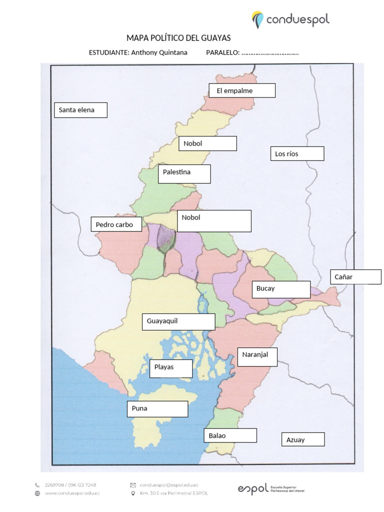 Mapa Político del Guayas y Cantones | PDF