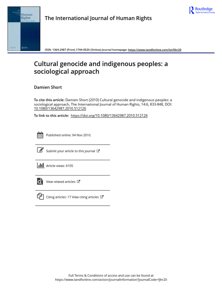 Short 2015 - Cultural Genocide and Indigenous Peoples - A Sociological ...