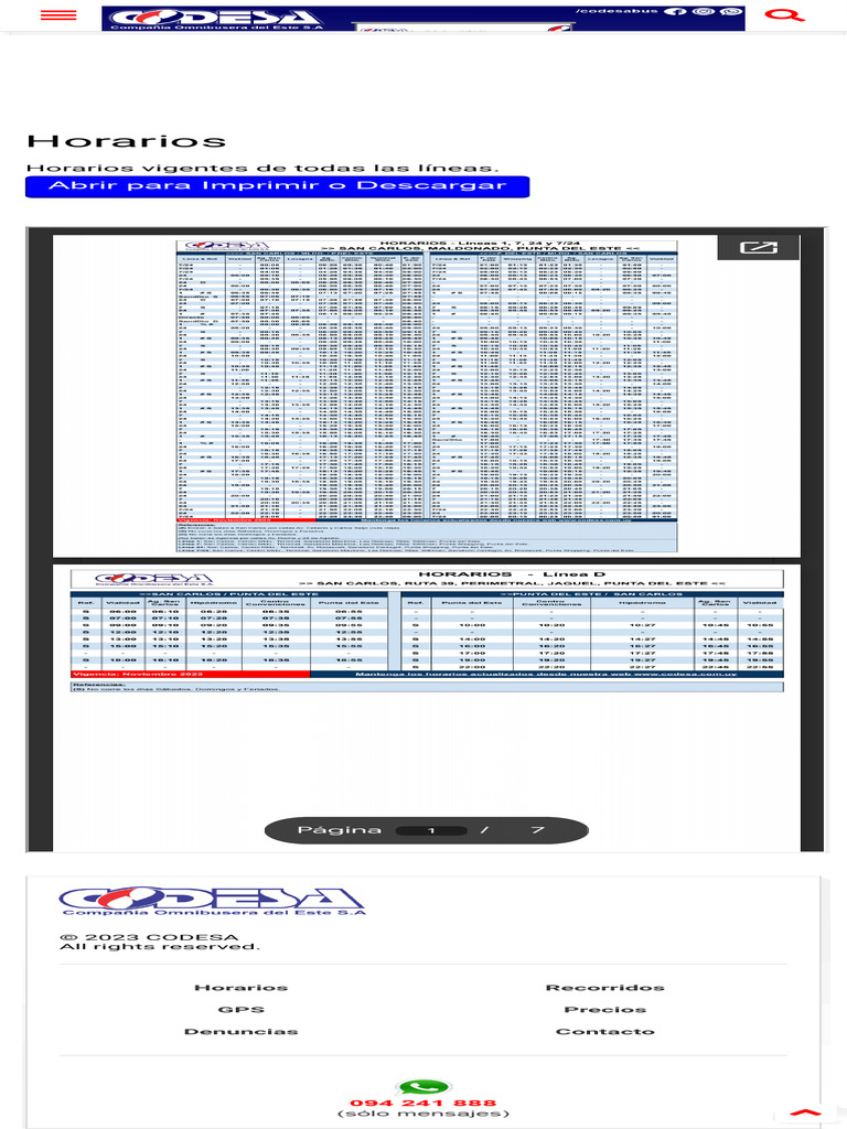 Horarios CODESA | PDF