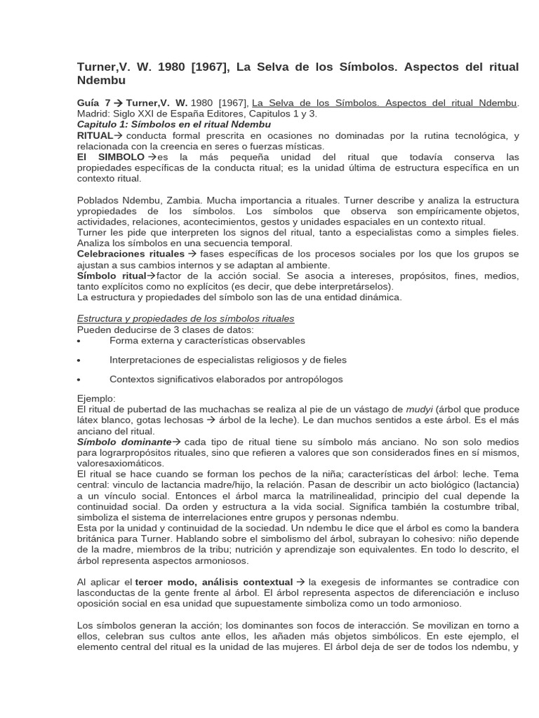 Símbolos Ritual Ndembu: Análisis de Turner | PDF | Rituales | Psicoanálisis