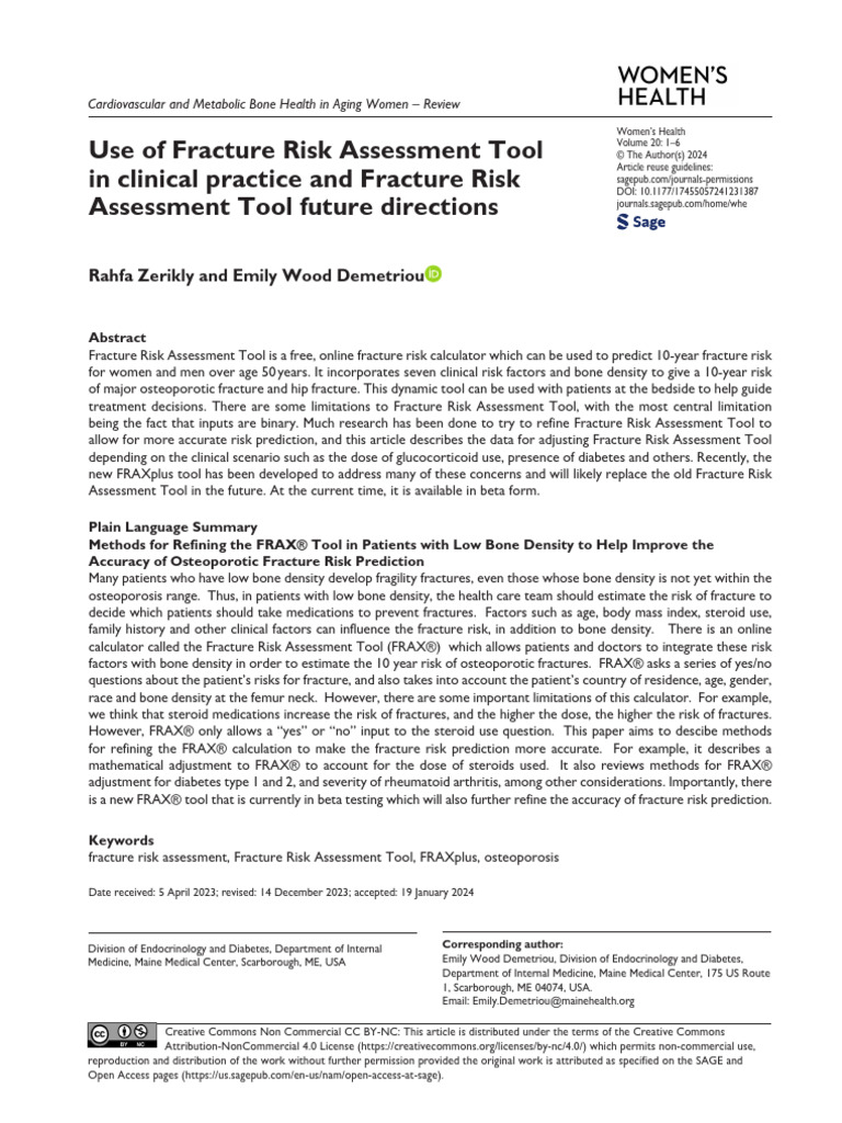 Refining FRAX Tool for Osteoporosis Risk | PDF | Osteoporosis ...