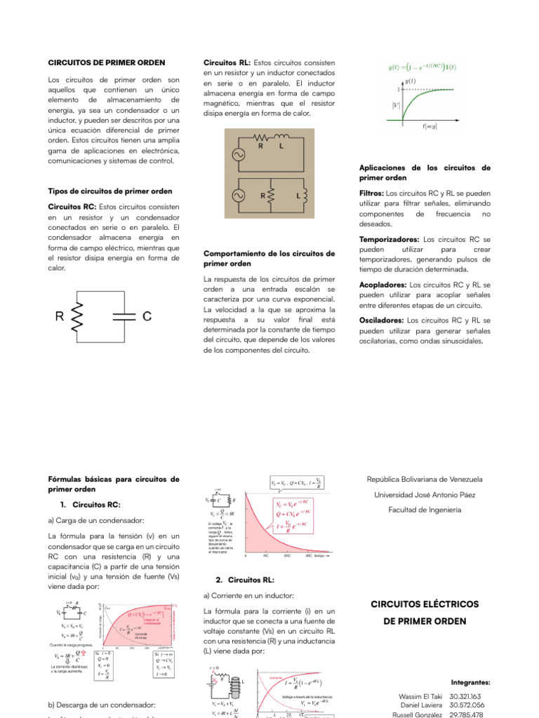 Circuitos Electricos de Primer Orden | PDF | Red eléctrica | Inductor
