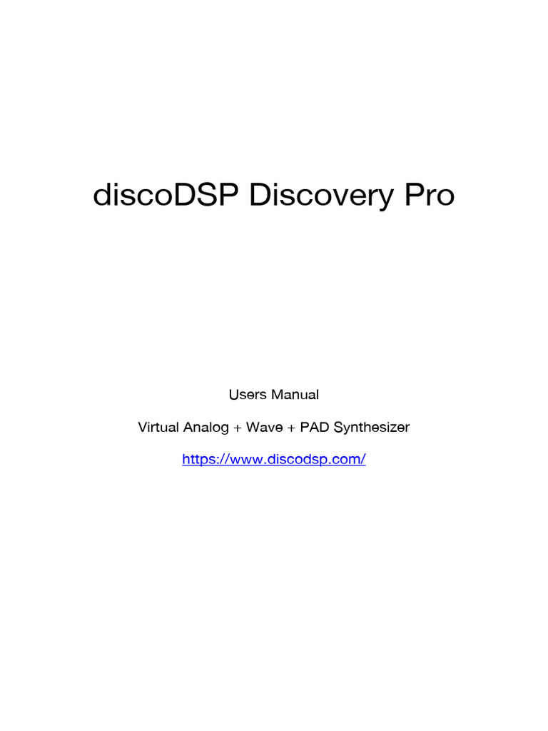 Discovery Pro Users Manual | PDF | Synthesizer | Low Pass Filter