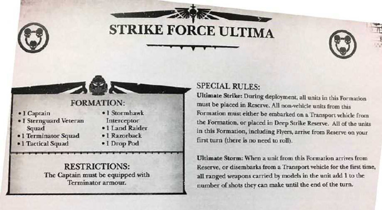 Warhammer 40k - Army List - Formation - Strike Force Ultima (7E) | PDF