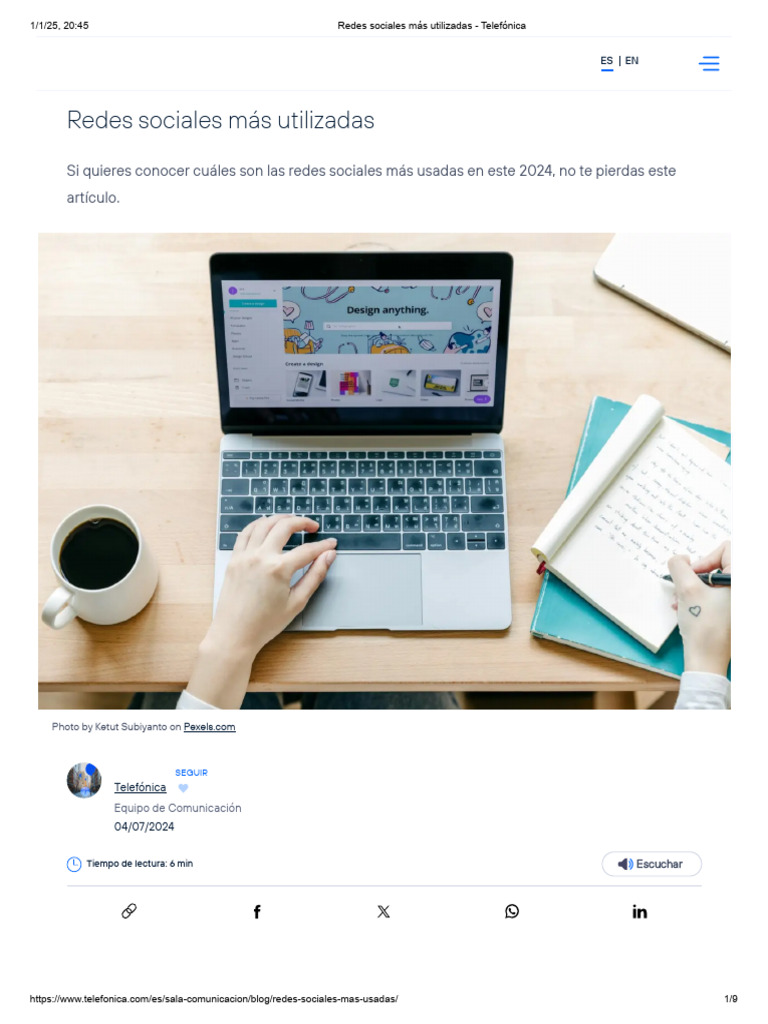 Redes Sociales Más Utilizadas - Telefónica | PDF | Facebook | Servicio de redes sociales