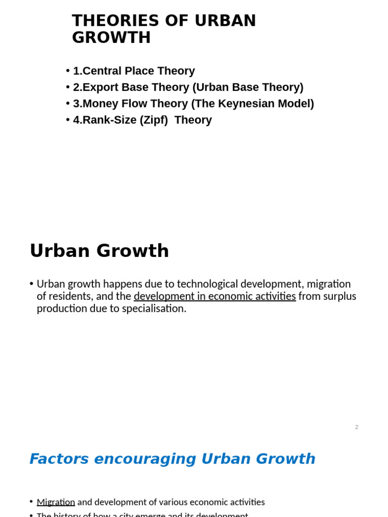 L6b. THEORIES OF URBAN GROWTH | PDF | Economies | Economics