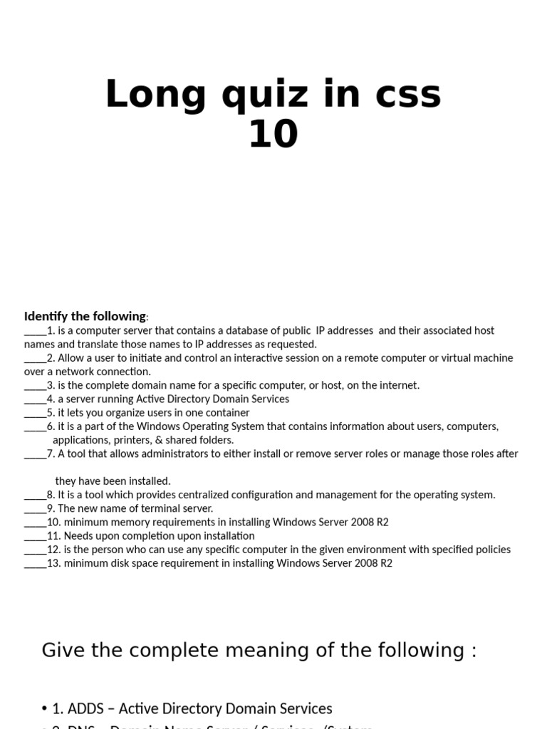Long Quiz in Css 10 | PDF