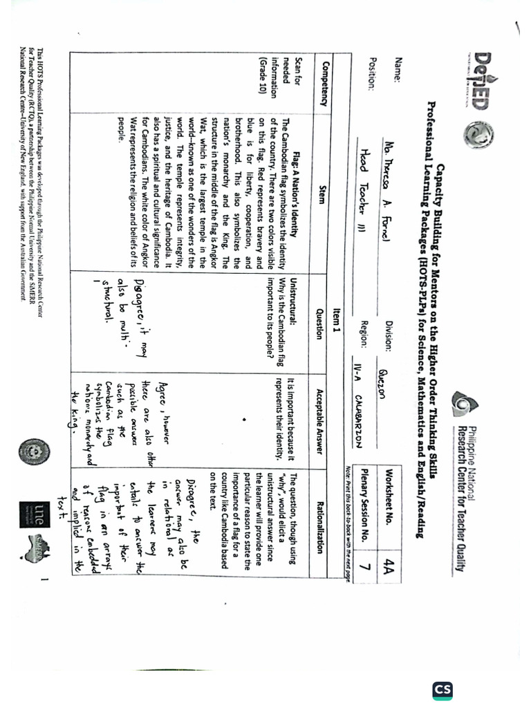 Fornel, Ma - Theresa A. - Worksheet 4a | PDF