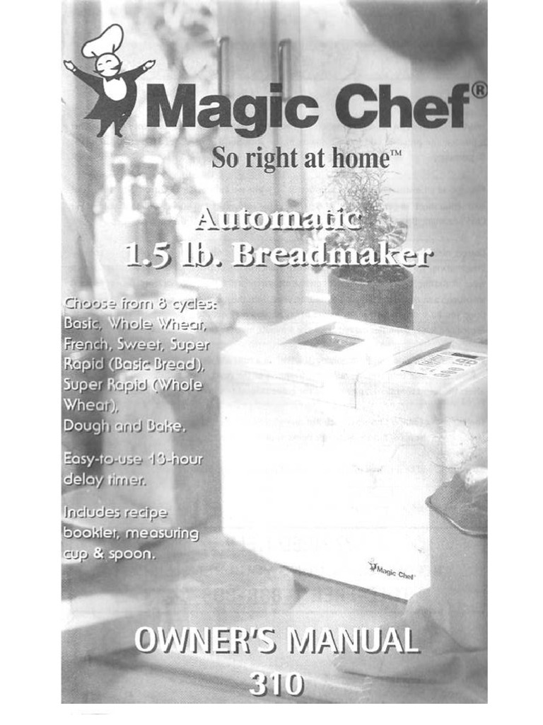 Magic Chef Model CBM310 Bread Maker Manual | PDF | Consumer Goods | Foods