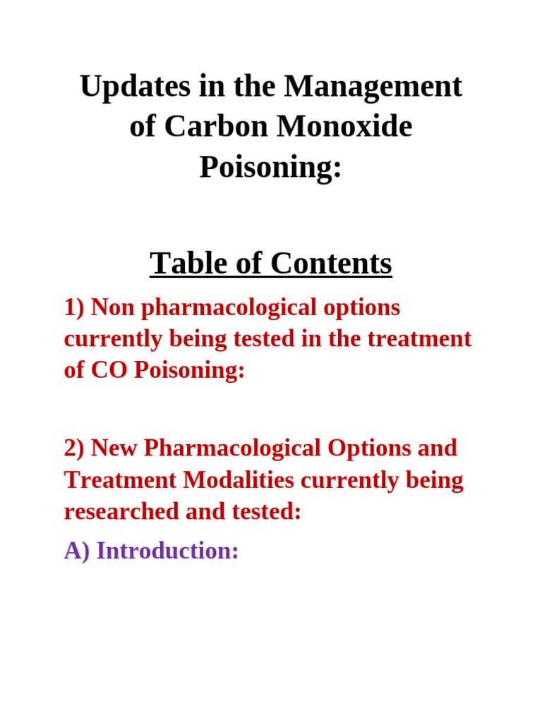 Updates in The Management of Carbon Monoxide Poisoning | PDF | Clinical ...