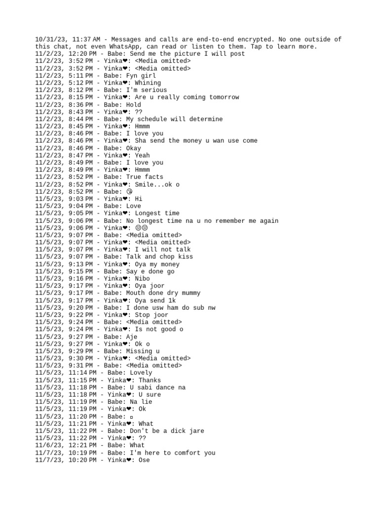 WhatsApp Chat With Yinka | PDF