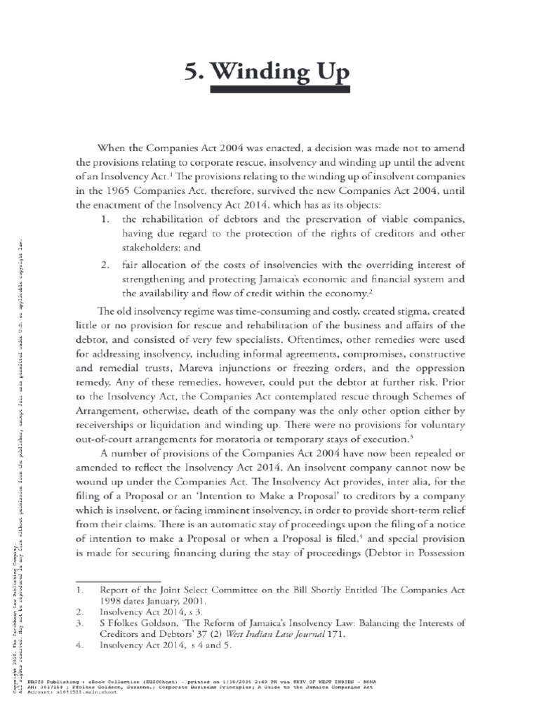 Winding Up - Corporate Business Principles A Guide To The Jamaica ...