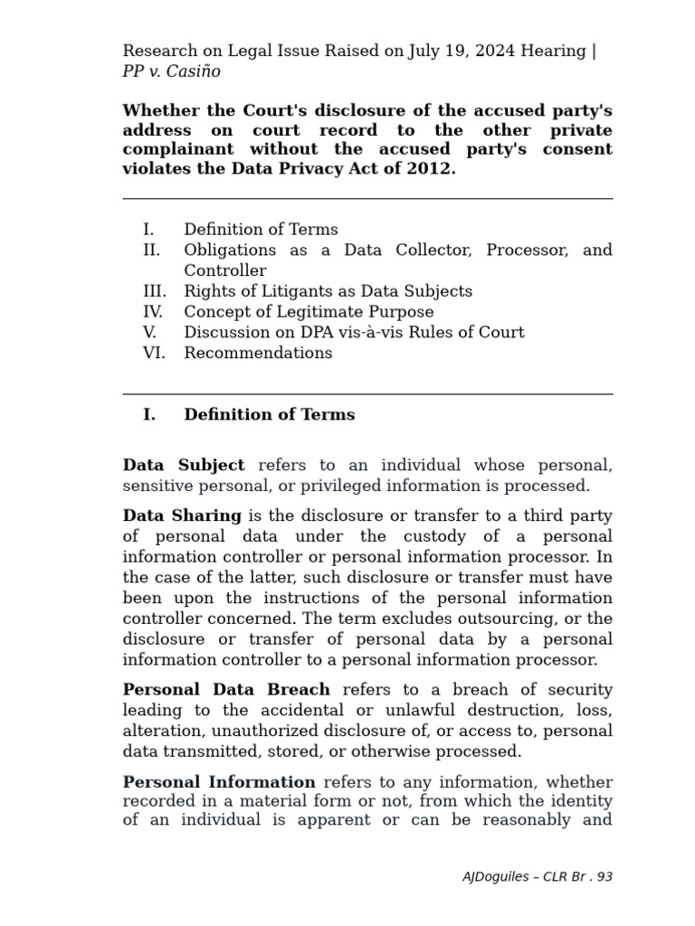Research On Data Privacy Act | PDF | Discovery (Law) | Privacy