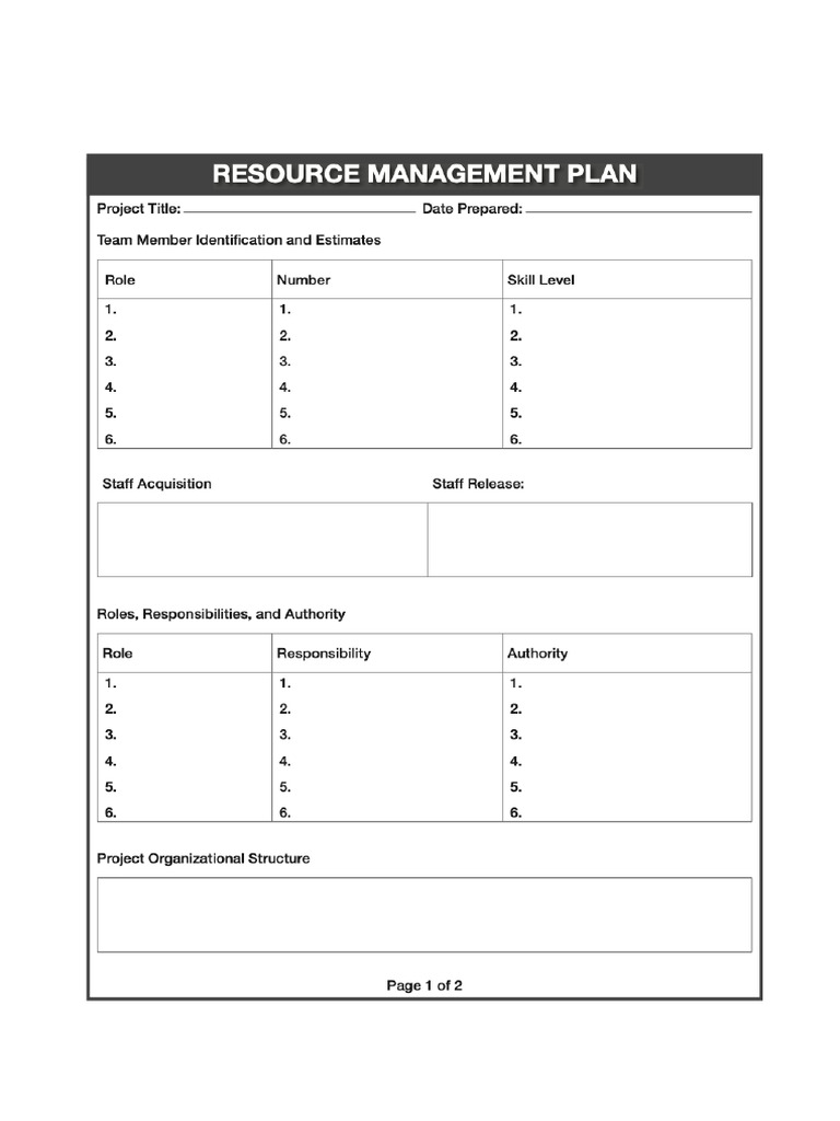 Resource Management Plan | PDF