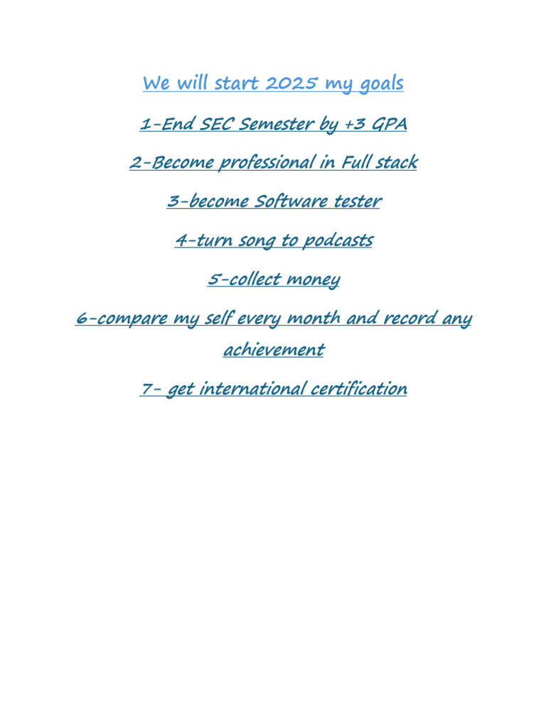 2025 Goals: GPA, Skills, and Growth | PDF
