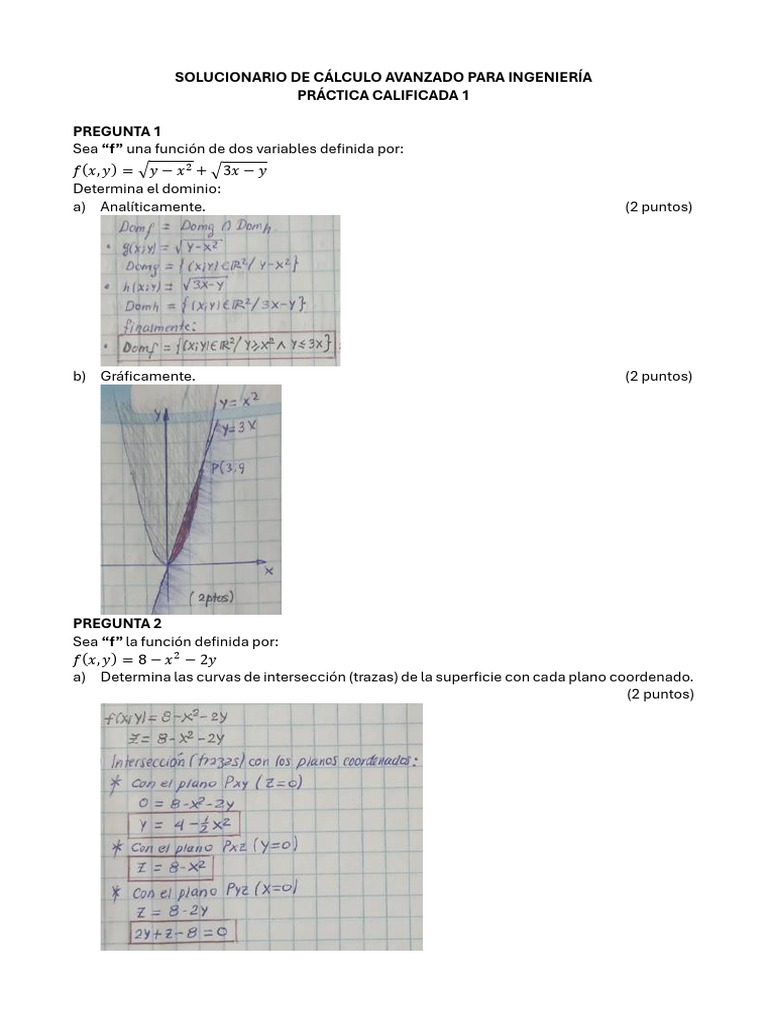 PC1 Cálculo Avanzado Solucionario | PDF