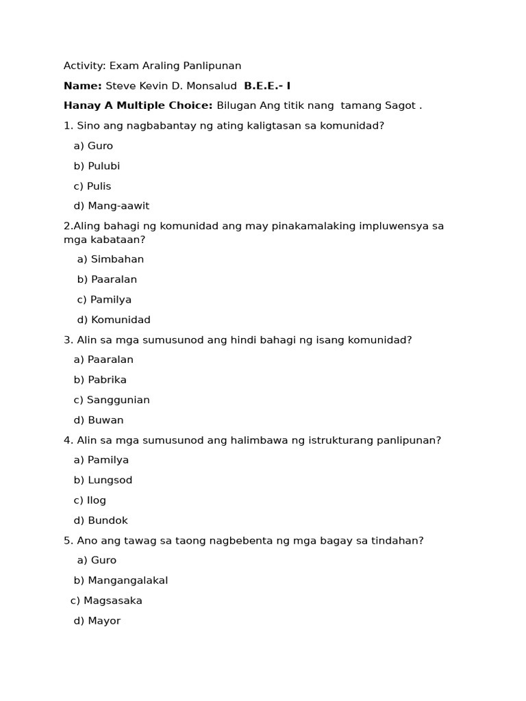Exam Sample | PDF