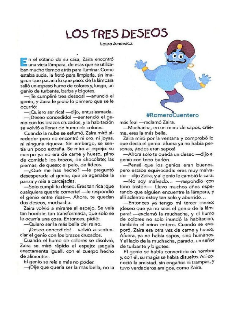 Los Tres Deseos, Cuento (1) | PDF
