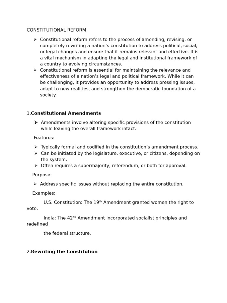 Constitutional Reform | PDF | Constitutional Amendment | Constitution