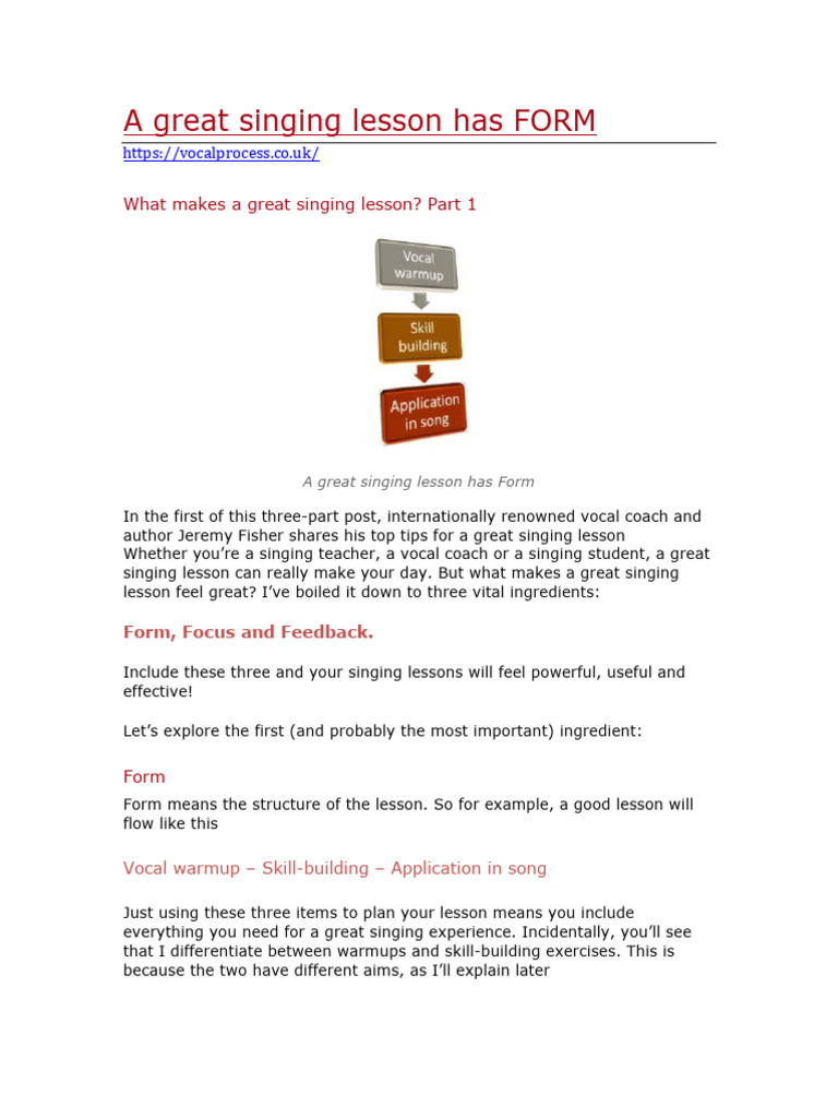 A Great Singing Lesson Has - . - . . | PDF | Singing | Vocal Pedagogy