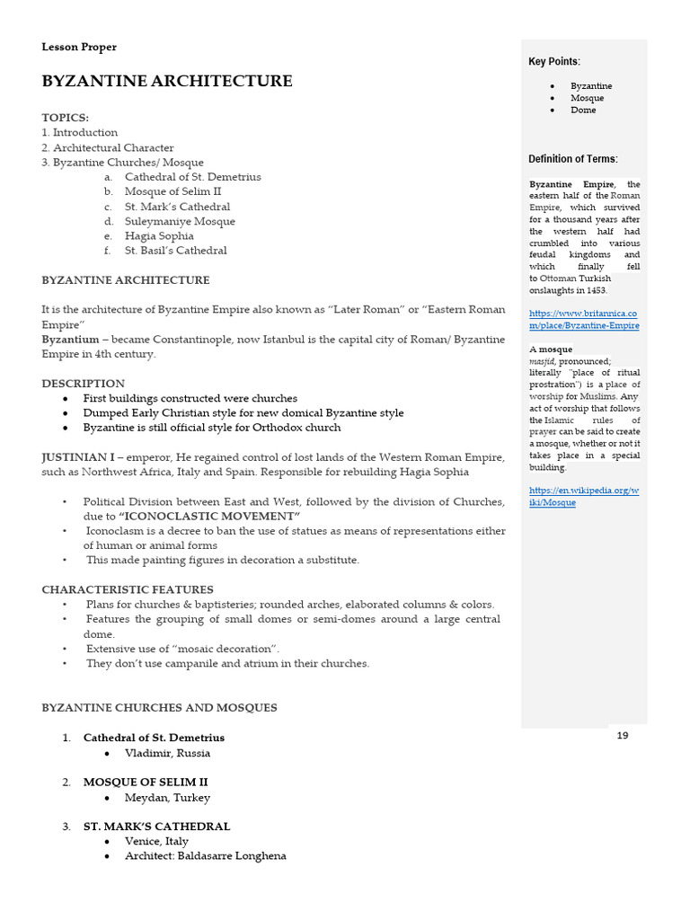 Group 4 Byzantine Architecture | PDF | Byzantine Empire | Mosque