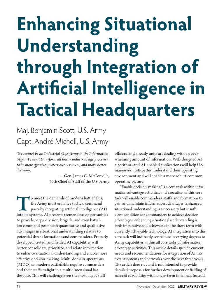 AI Integration in Tactical Command Posts | PDF | Artificial Intelligence | Intelligence (AI ...