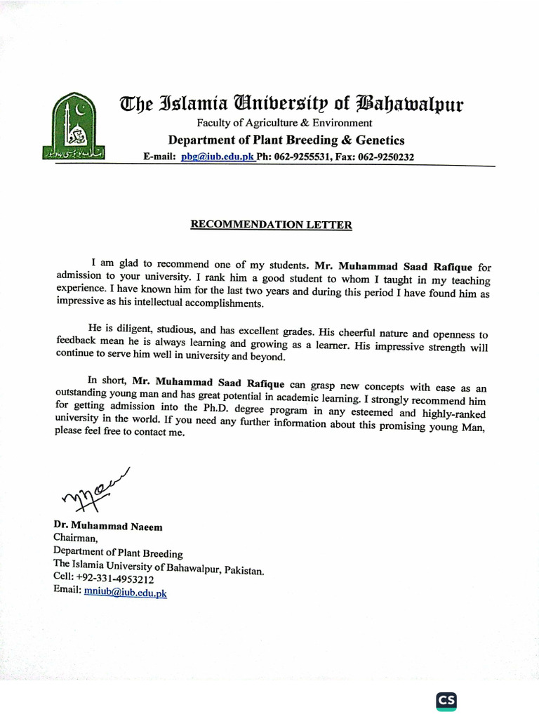 Recommendation by DR Naeem | PDF
