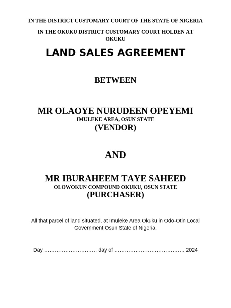 IN THE DISTRICT CUSTOMARY COURT OF THE STATE OF NIGERIA | PDF | Private ...