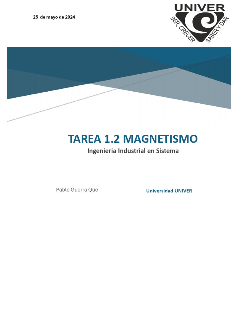 Tarea 1.2 Magnetismo | PDF | Campo magnético | Magnetismo