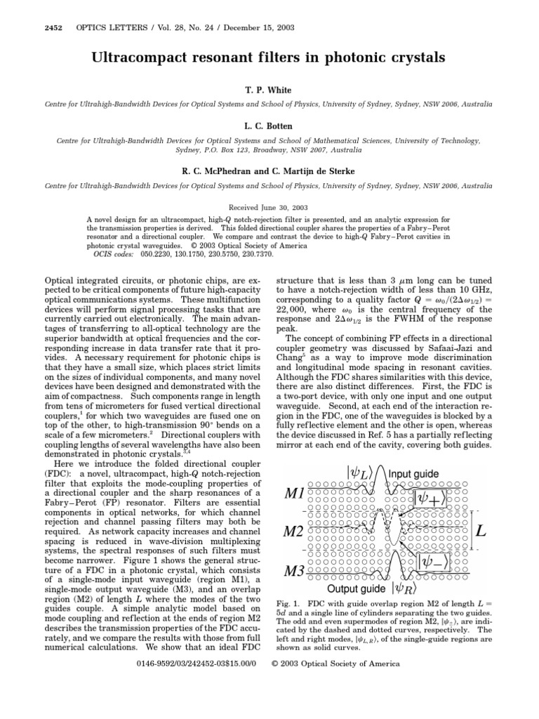 Compact Resonant Filter | PDF | Electronic Filter | Waveguide
