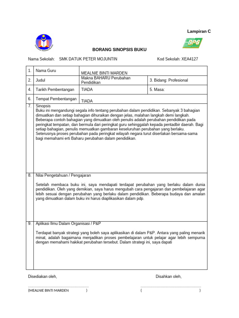 Sinopsis Buku Makna Baharu Perubahan Pendidikan | PDF